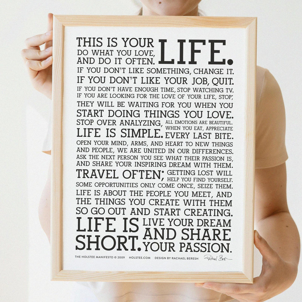 The Holstee Manifesto Original Letterpress Poster 12"x16"